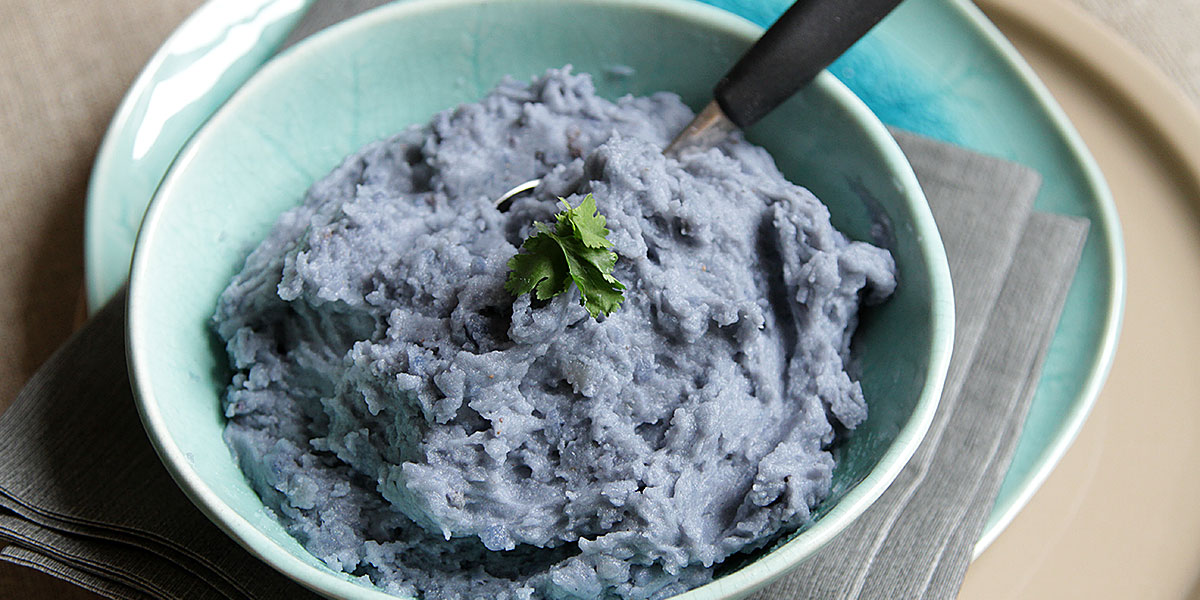 Puree van blauwpaarse aardappels. Smurfenpuree! - TRENDYSTYLE